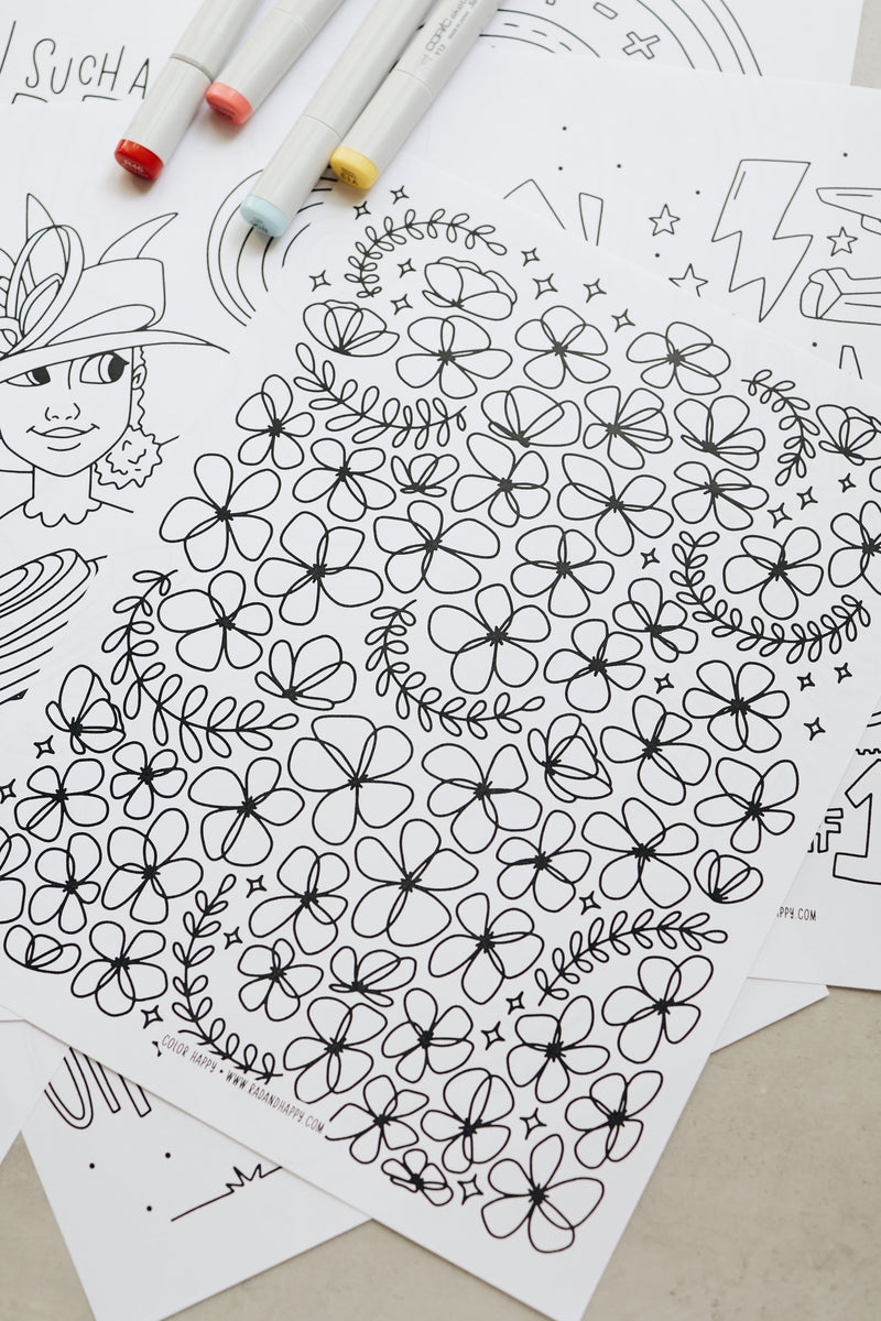 Color Happy | Monthly digital coloring page downloads – Rad & Happy