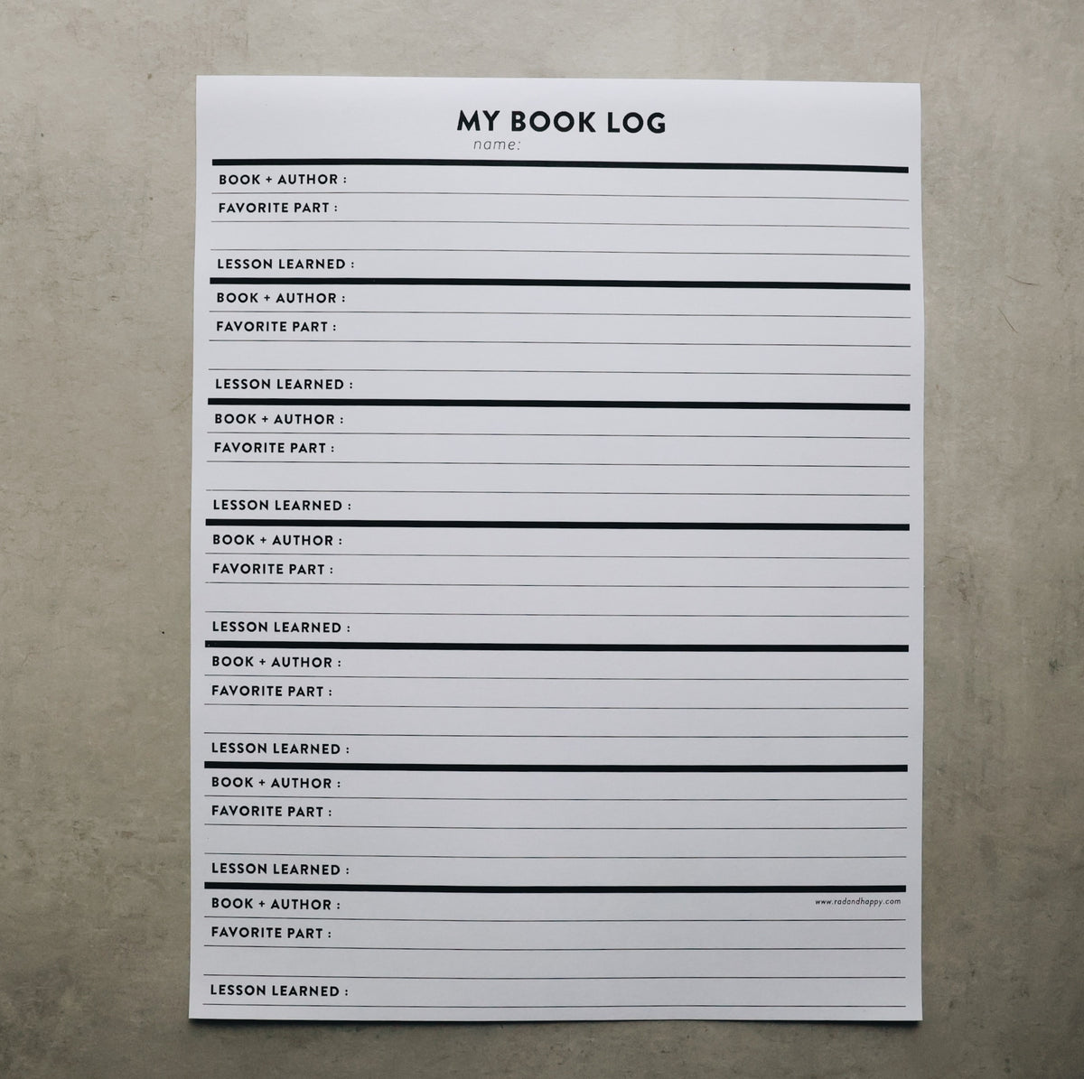 Homeschool Reading Log Printable – Rad & Happy