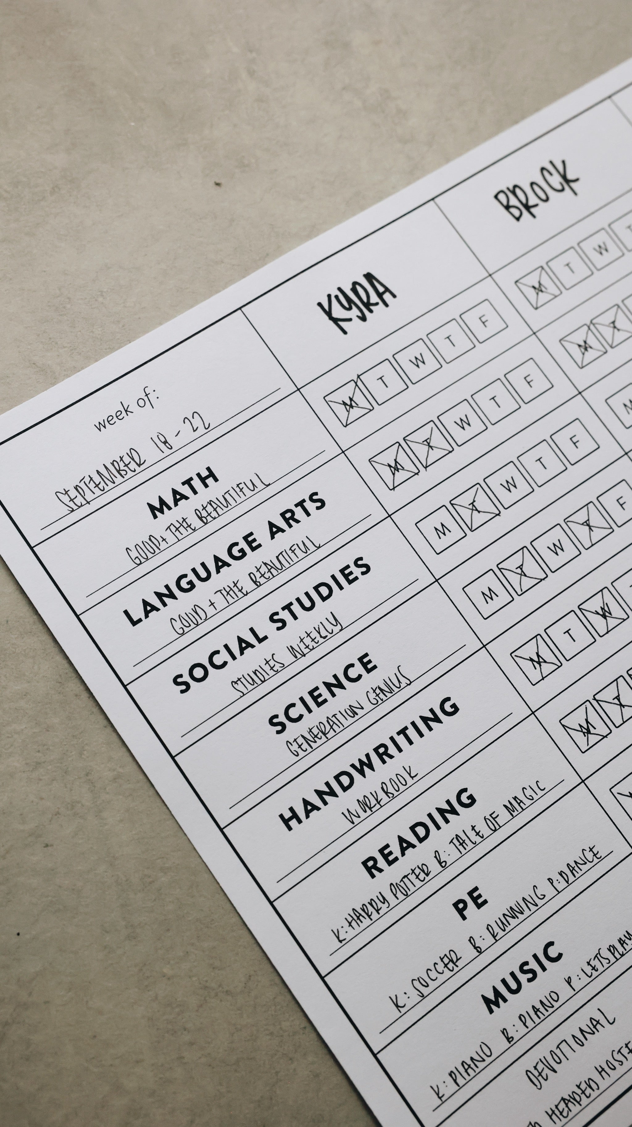 Homeschool Schedule Printable – Rad & Happy