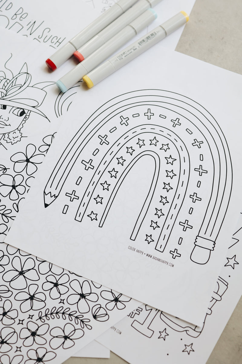 Color Happy | Monthly digital coloring page downloads – Rad & Happy