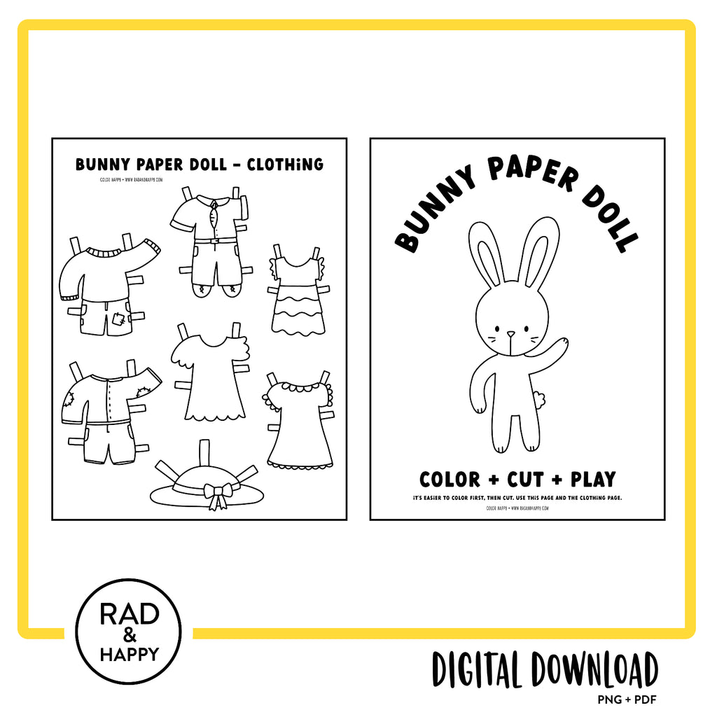 Bunny Paper Doll Printables – Rad & Happy