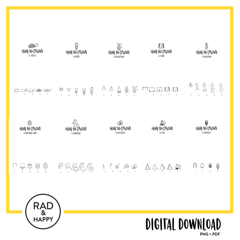 How To Draw Printables – Rad & Happy