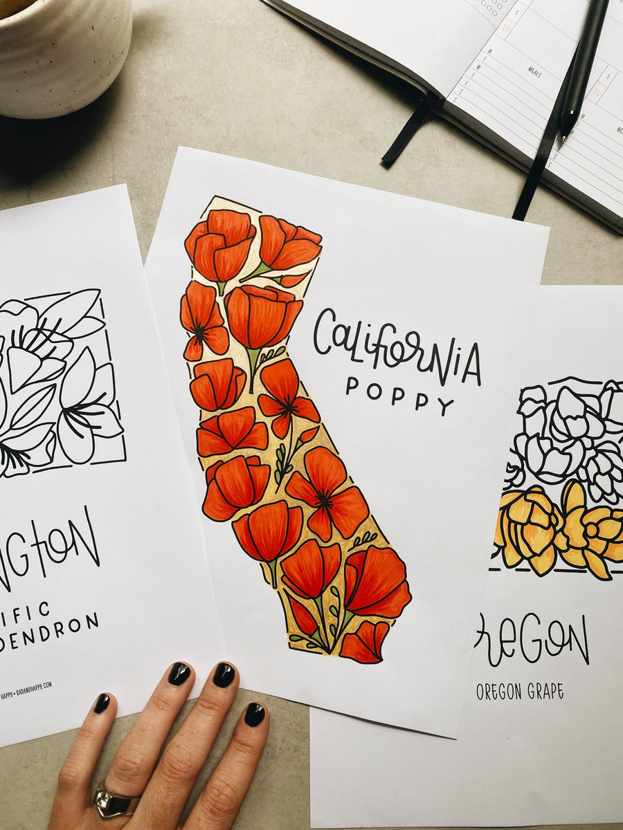 State Flowers Coloring Pages – Rad & Happy