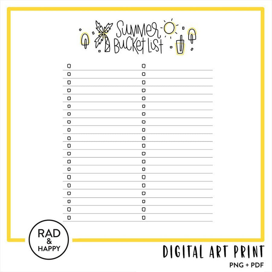 Summer Bucket List Printable – Rad & Happy